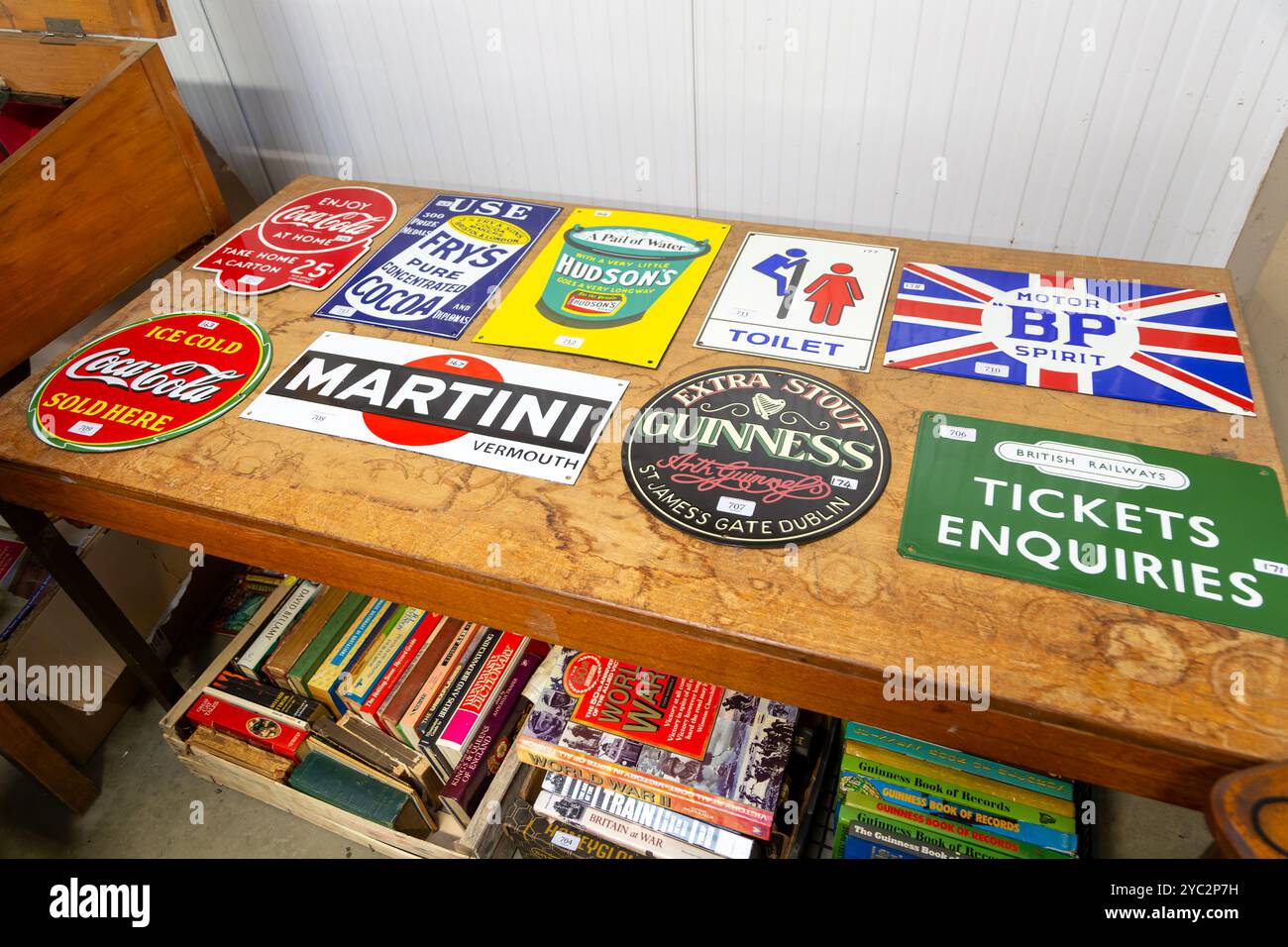 Various reproduction replica metal signs on display at auction ,UK ...