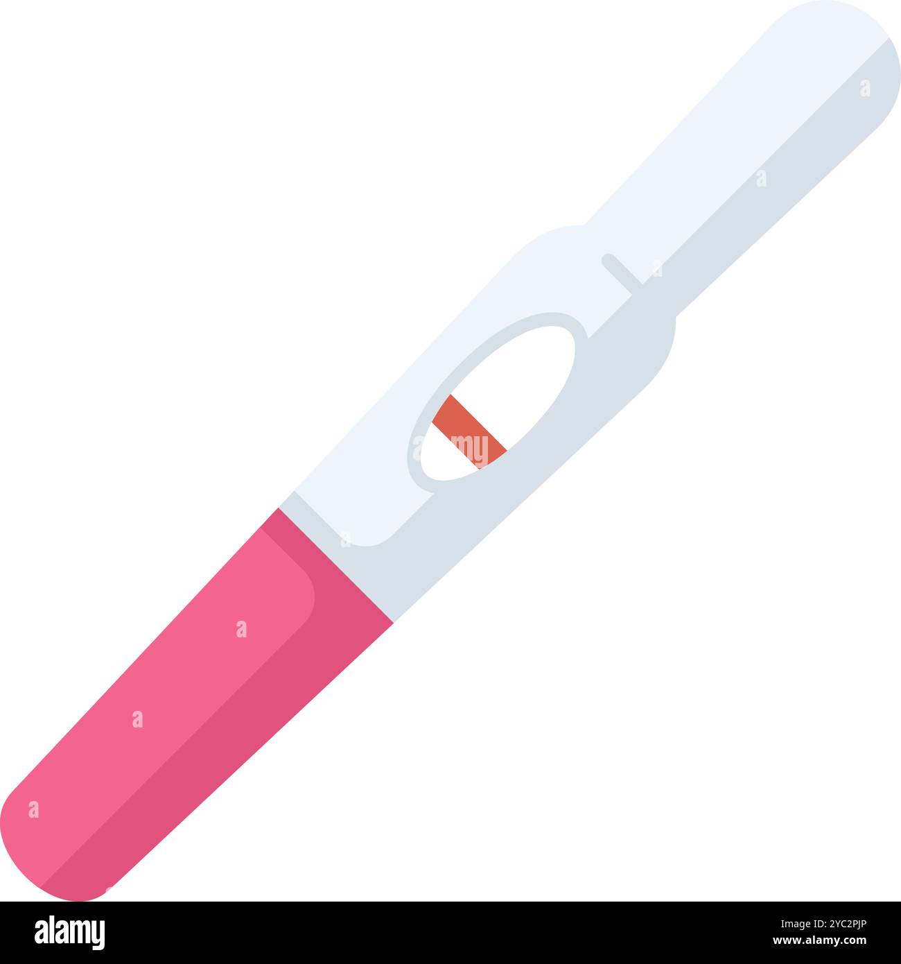 Pink and white pregnancy test showing a positive result, isolated on a ...