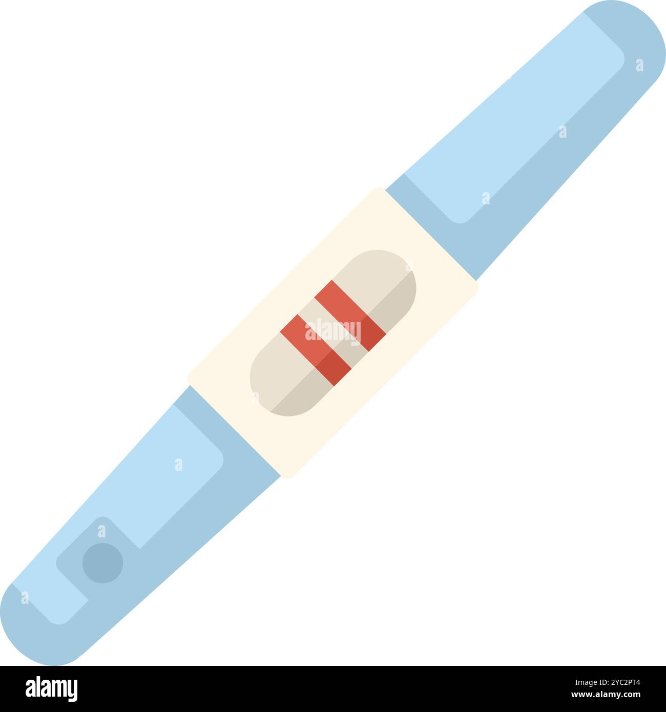 Positive pregnancy test result showing two red lines, isolated on white ...