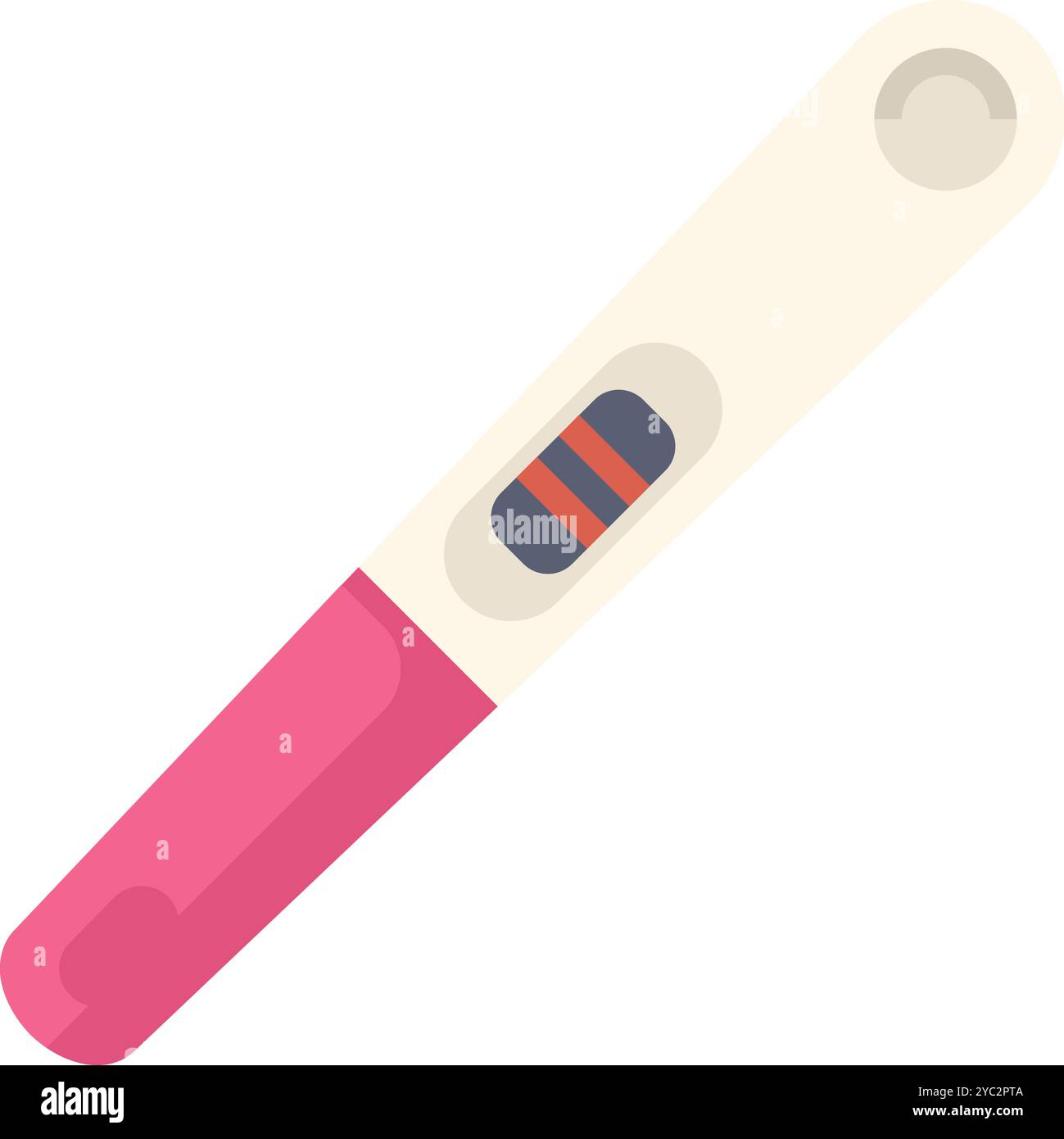 Pink and white pregnancy test isolated on white background showing a ...