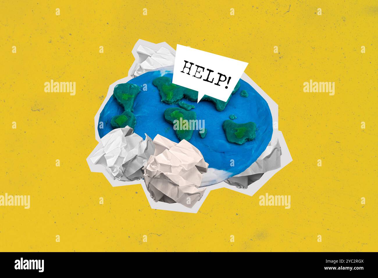 Creative collage picture earth planet save nature help pollution paper ...