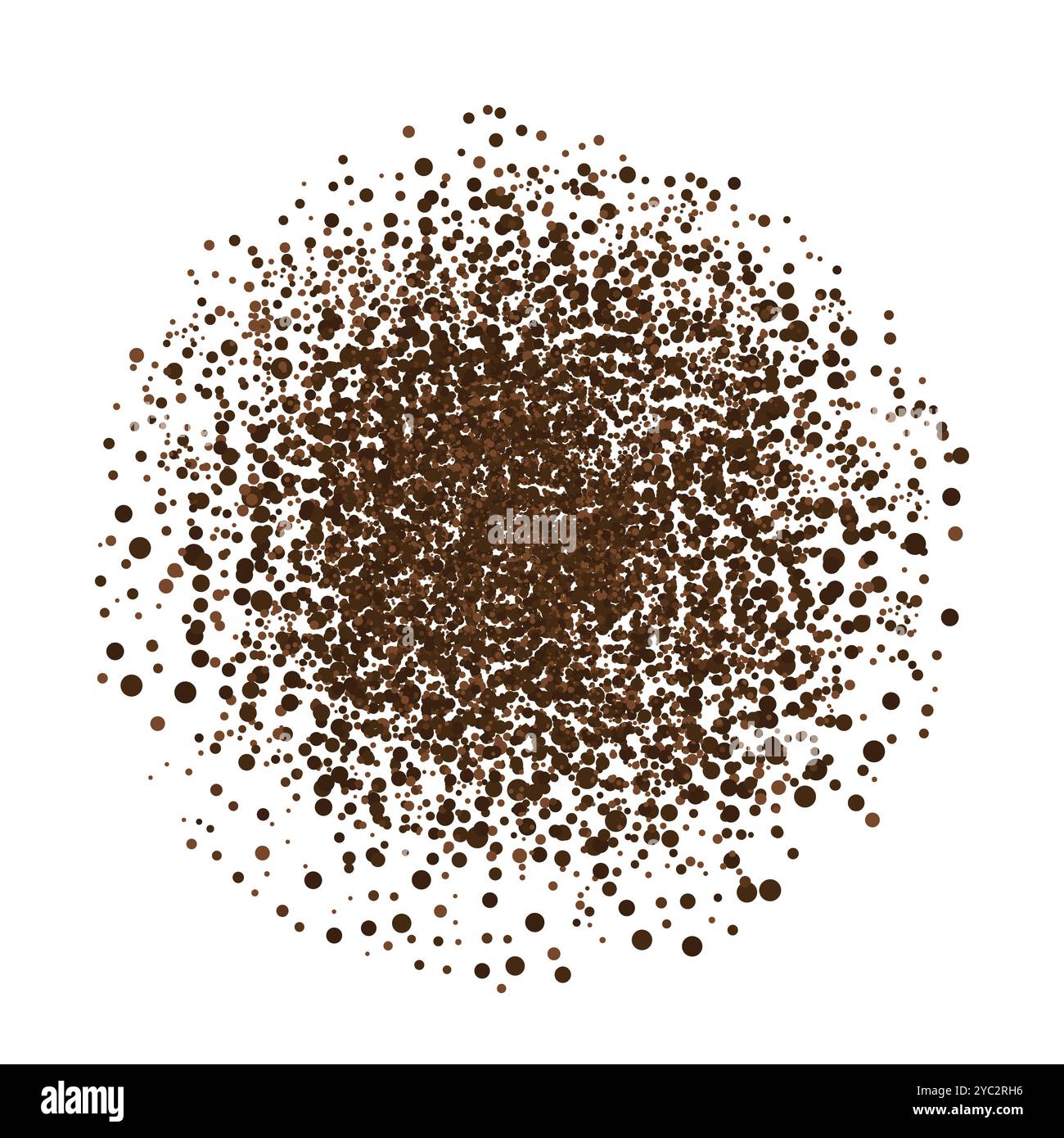 Coffee ground speckles powder, cocoa top view. Grainy bean with ...