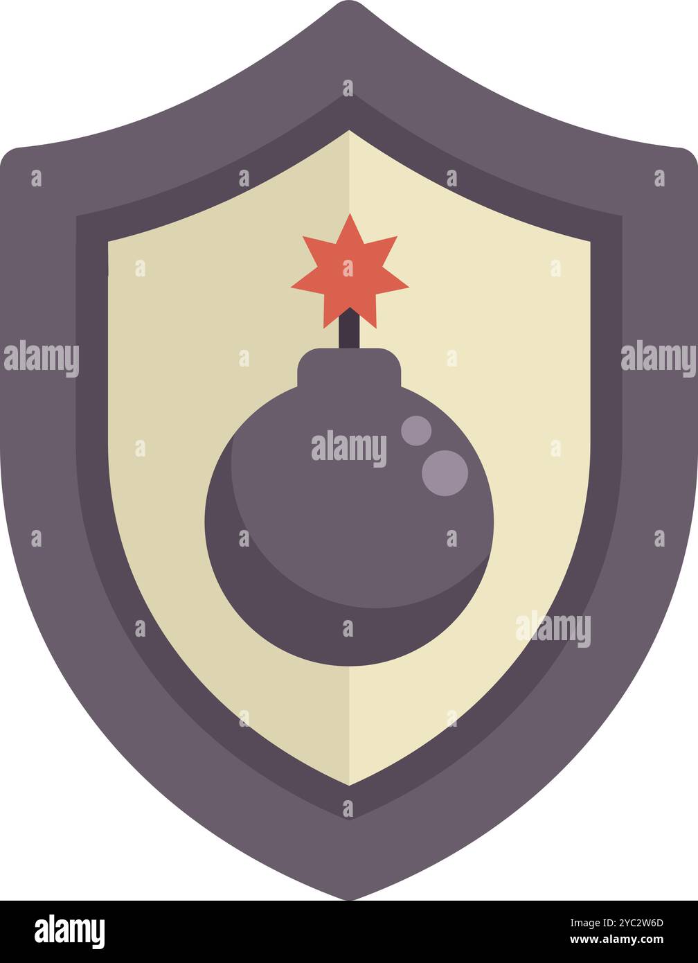This flat design icon is featuring a shield protecting from a bomb ...