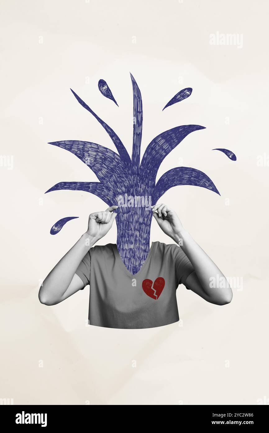 Composite trend artwork 3D image photo collage of monochrome caricature ...