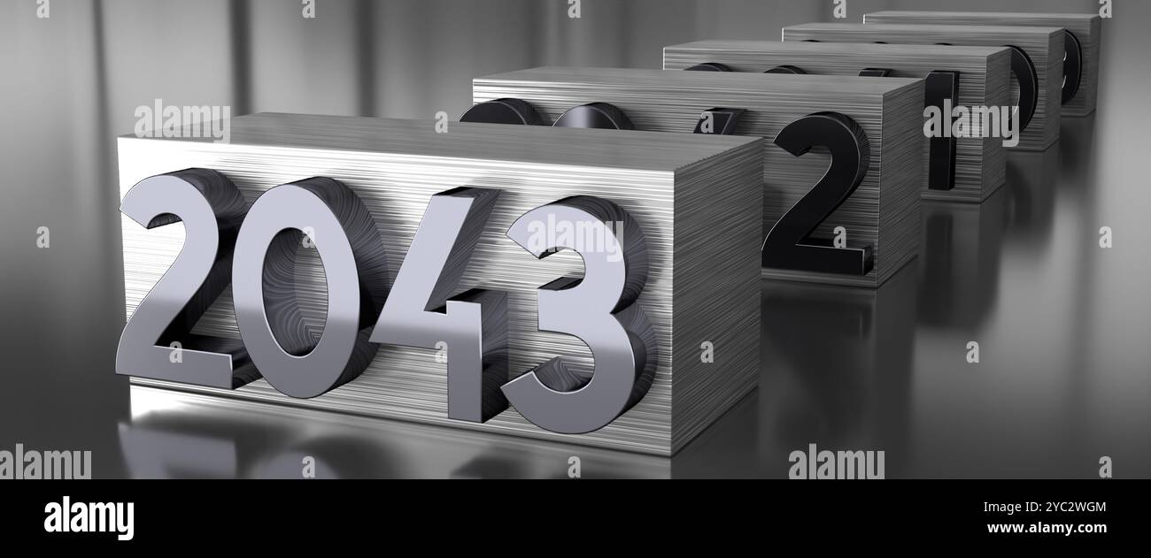 2043 - metal typographical concept - 3D illustration Stock Photo - Alamy