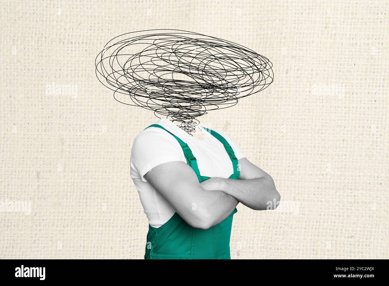Photo cartoon comics sketch collage picture of doubtful unsure guy ...