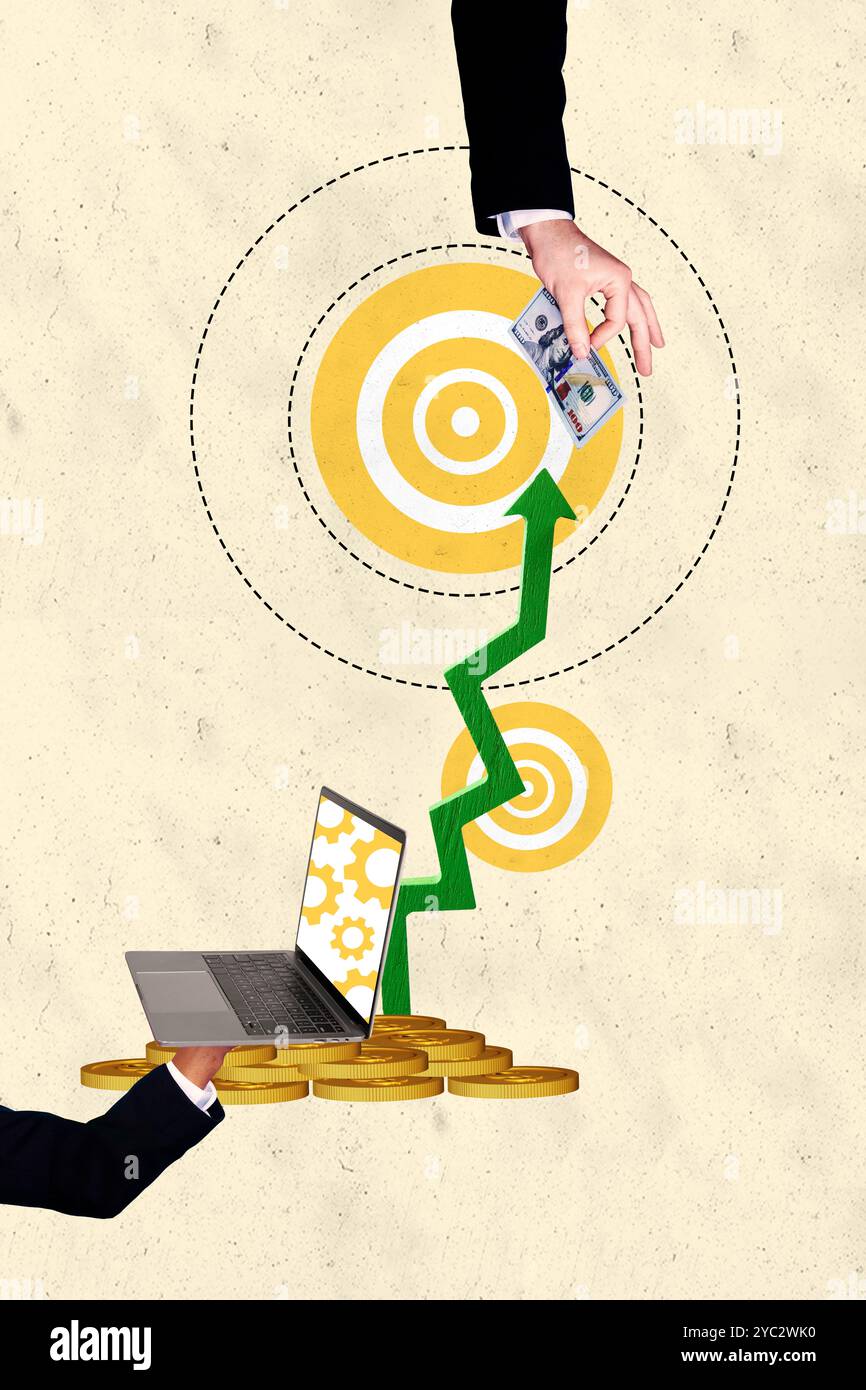 Composite trend artwork collage of trader business rich income graphics ...