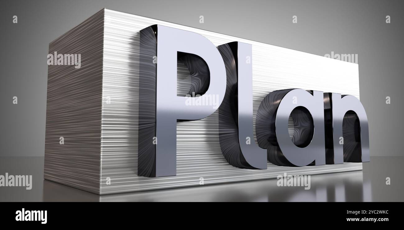 Plan - metal typographical concept - 3D illustration Stock Photo - Alamy