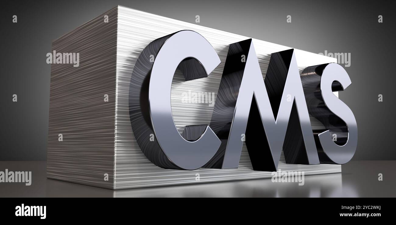 CMS, content management system - metal typographical concept - 3D illustration Stock Photo - Alamy