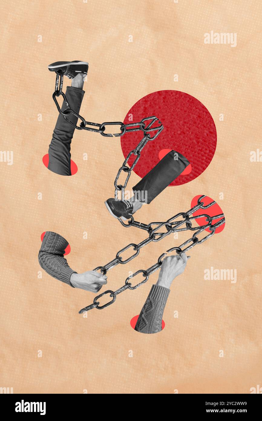 Composite trend artwork sketch image photo collage of hand hold metal ...