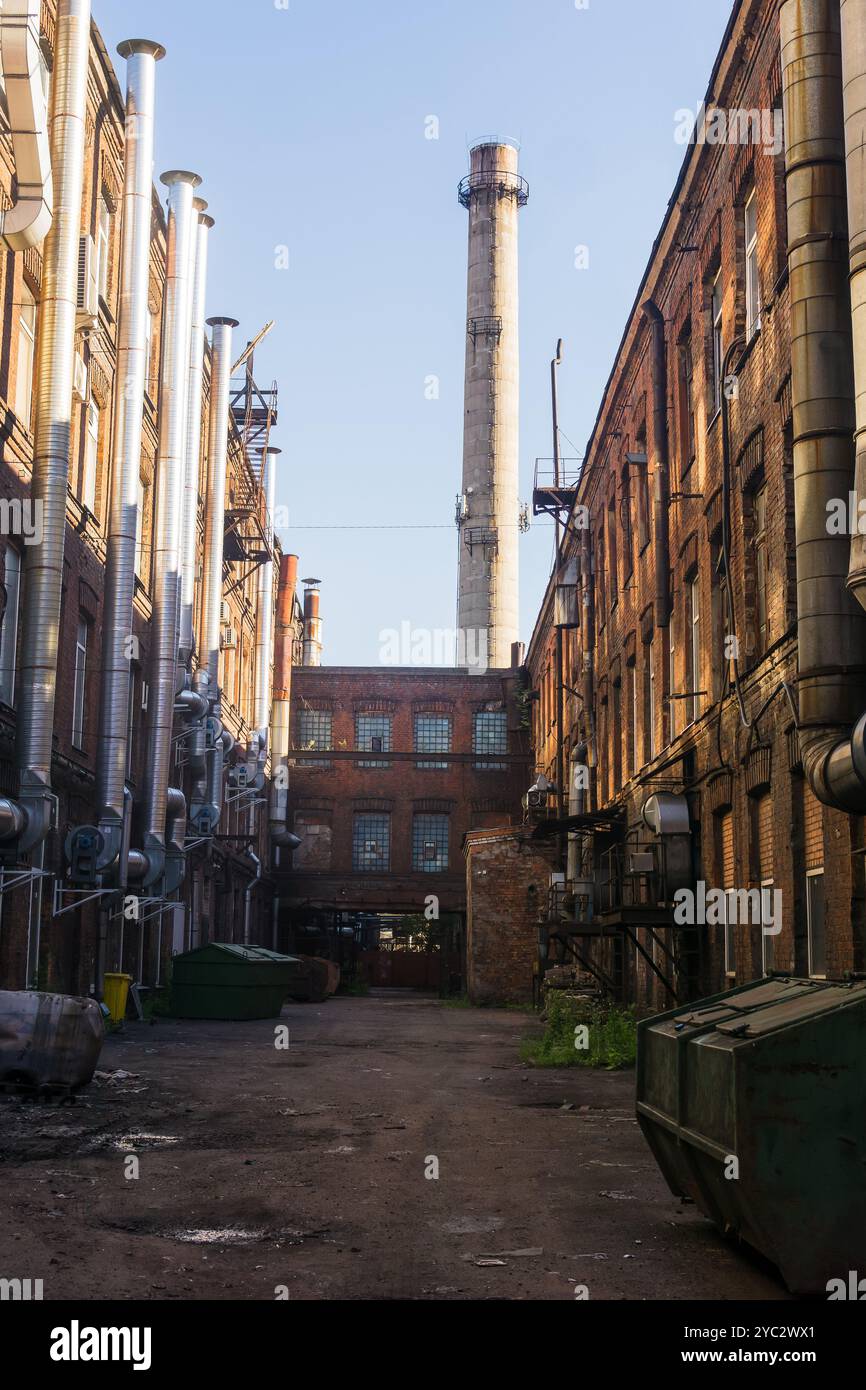 industrial architectural background, vintage buildings of an old ...
