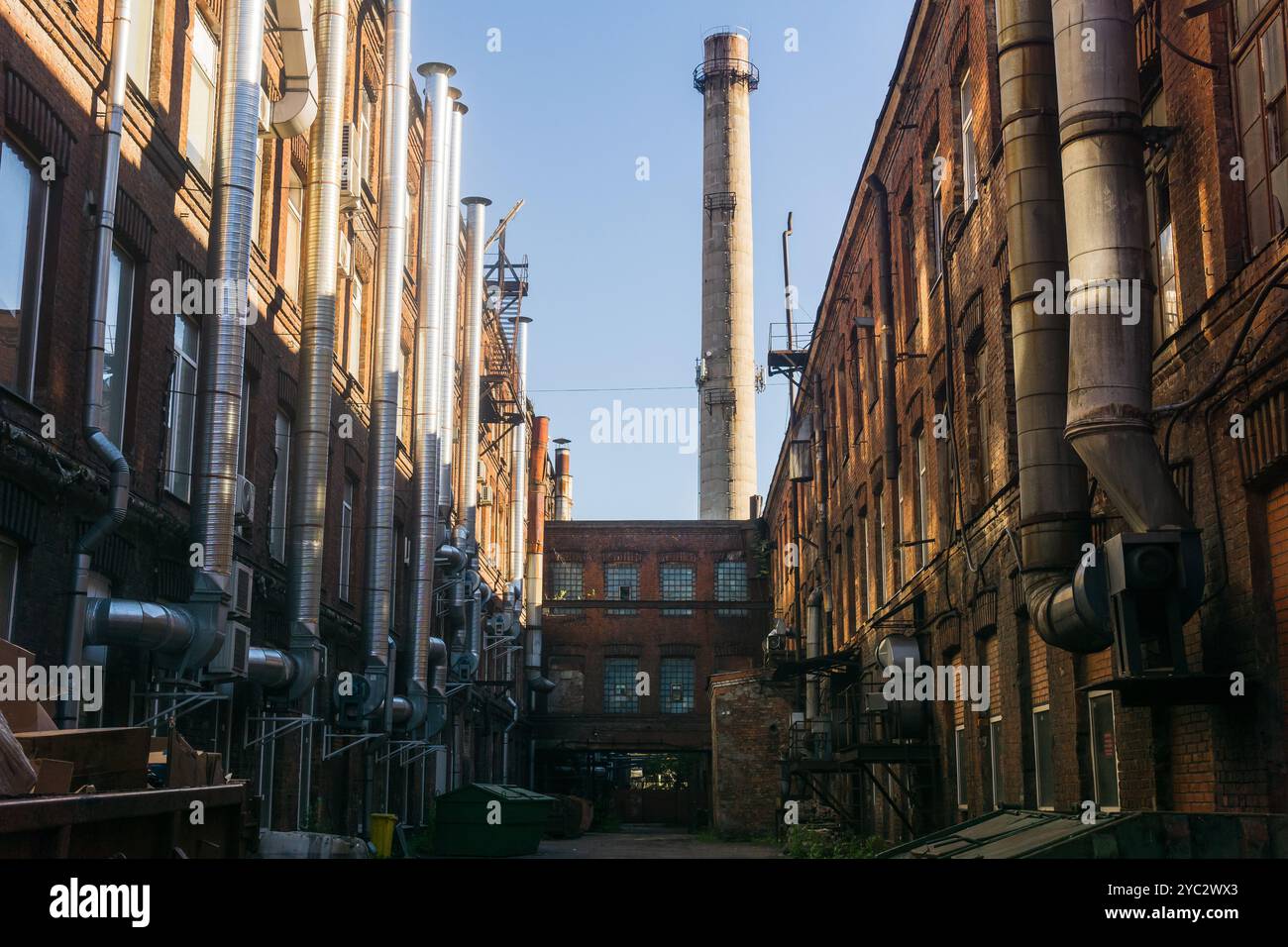 industrial architectural background, vintage buildings of an old ...