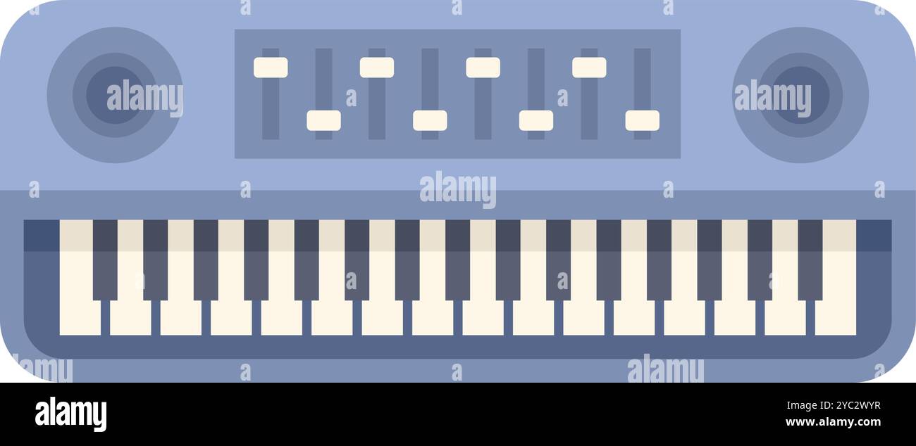 Electronic piano keyboard synthesizer is isolated on white background ...