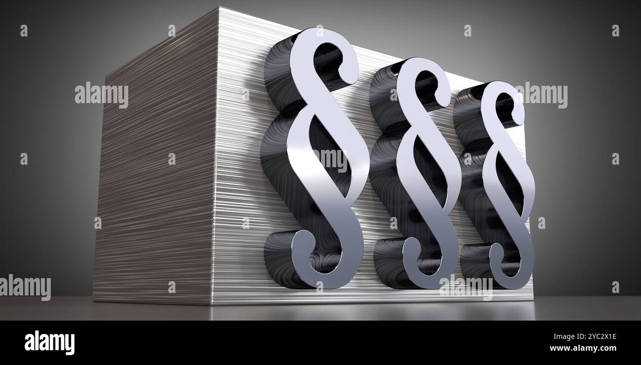 Paragraph signs - metal typographical concept - 3D illustration Stock ...