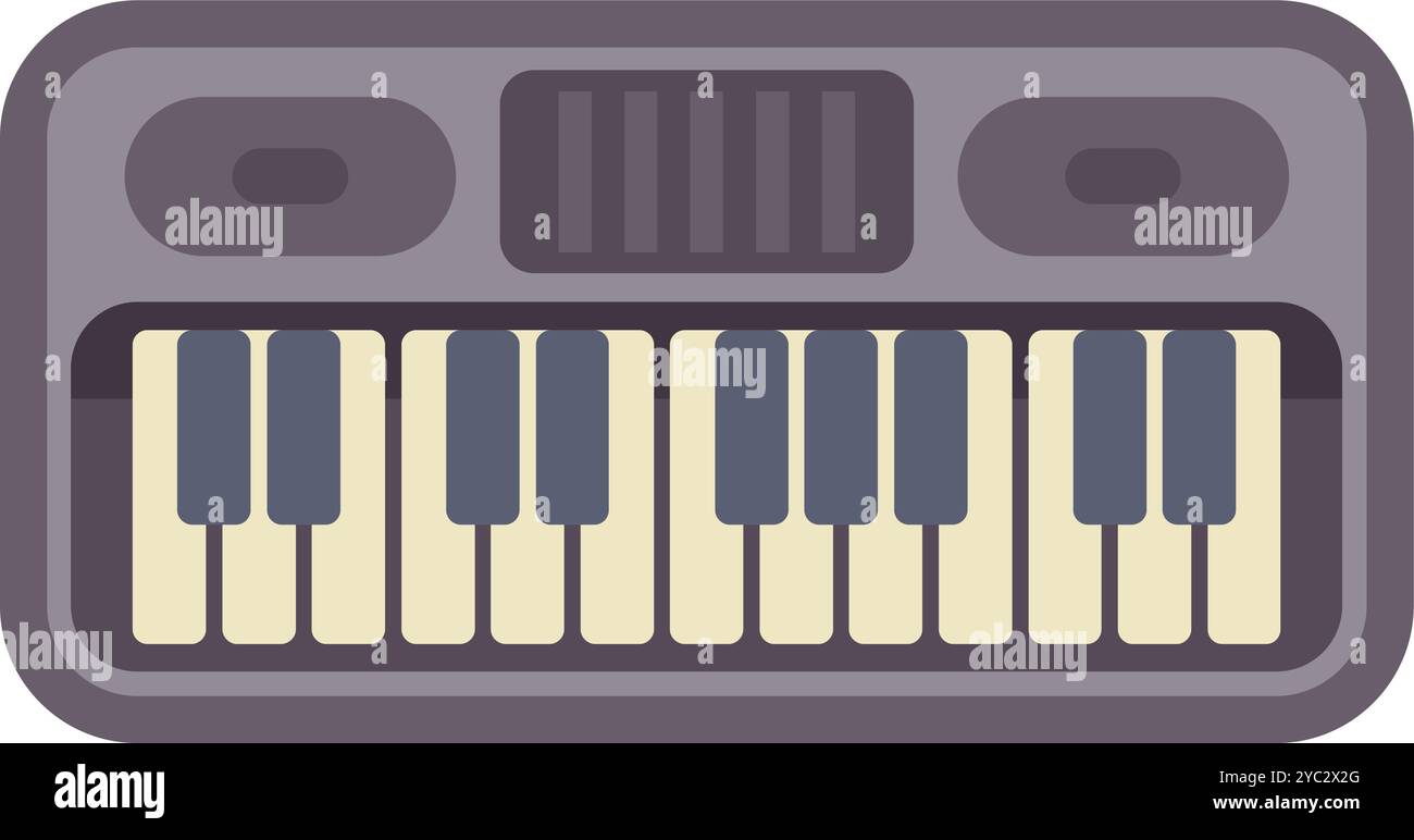 Gray synthesizer with black and white keys making electronic music ...