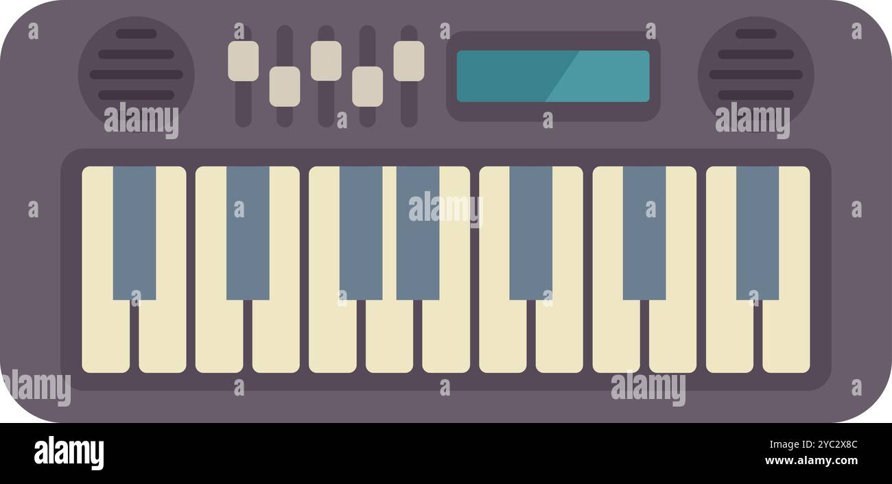 Electronic keyboard synthesizer creating music sound, modern musical ...