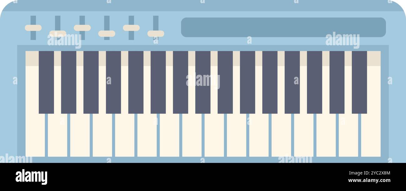 Blue digital synthesizer is making electronic music, showcasing its ...