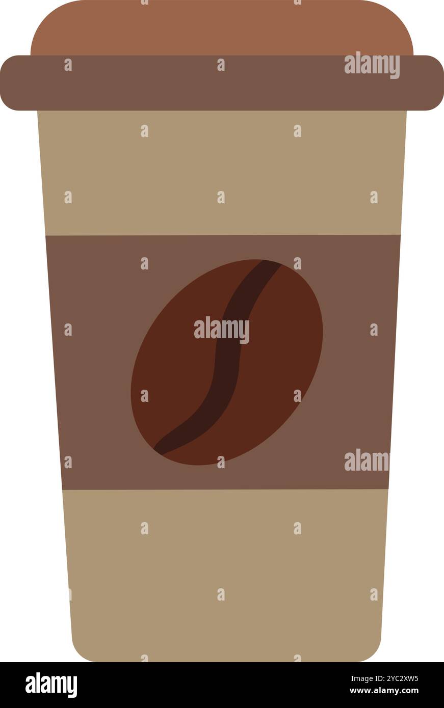 Vector illustration of takeaway coffee cup with lid in solid cartoon ...