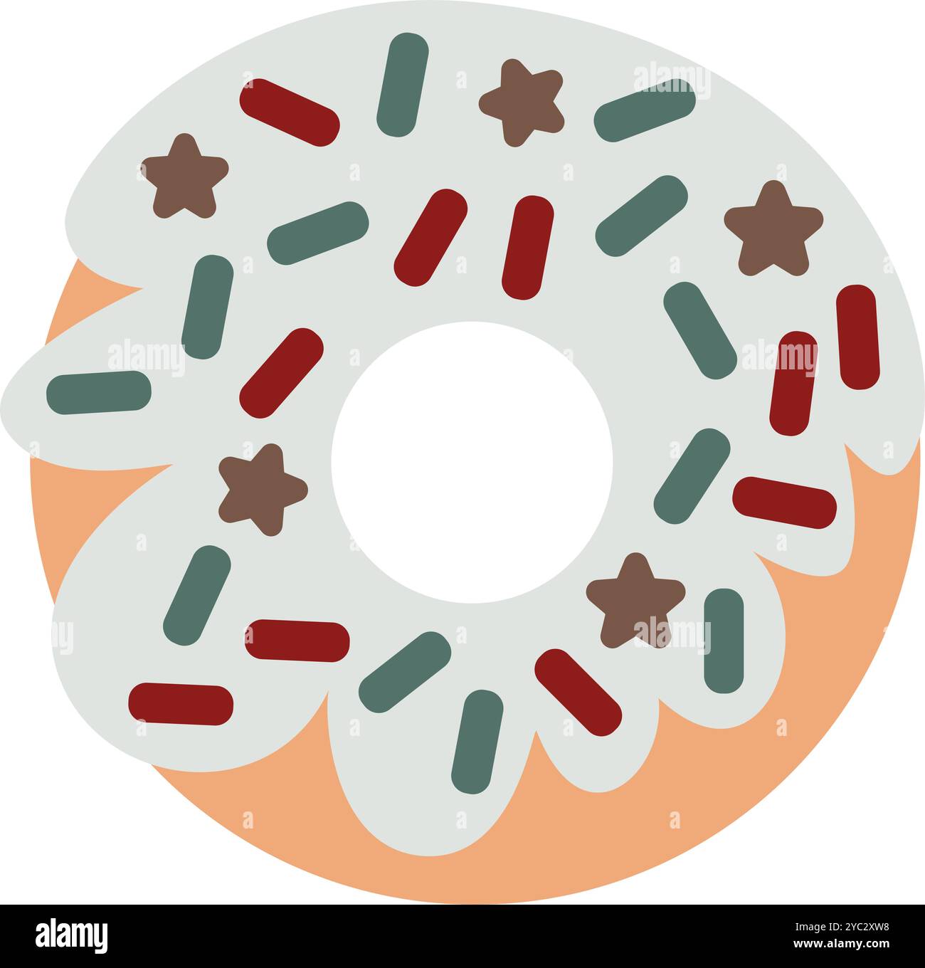 Vector illustration of a donut with sprinkles in solid cartoon style ...