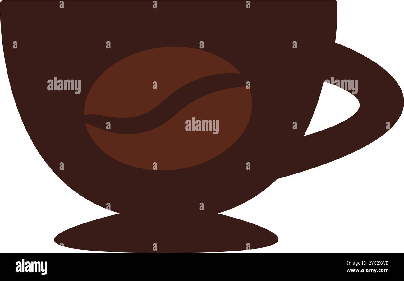 Vector illustration of a cup with a coffee bean symbol in solid cartoon ...