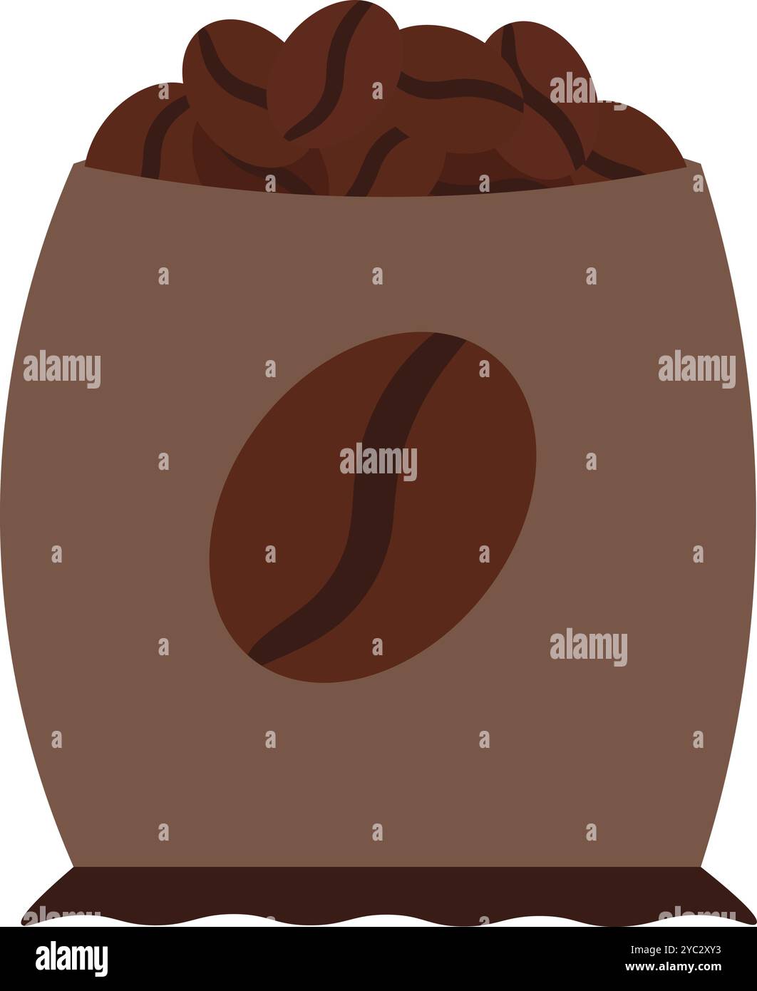Vector illustration of open bag full of coffee beans in solid cartoon ...