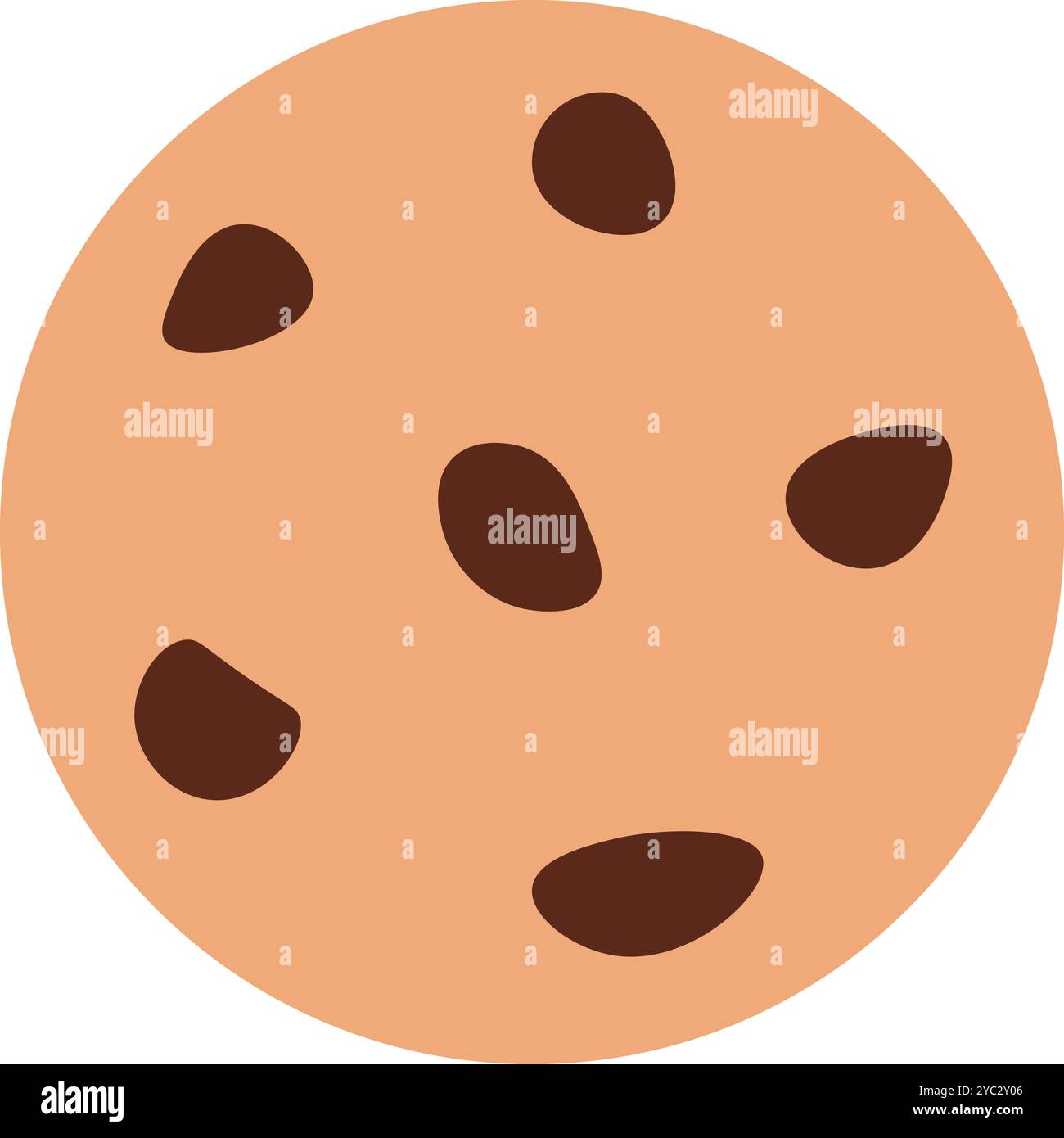 Vector illustration of a cookie with chocolate drops in solid cartoon ...