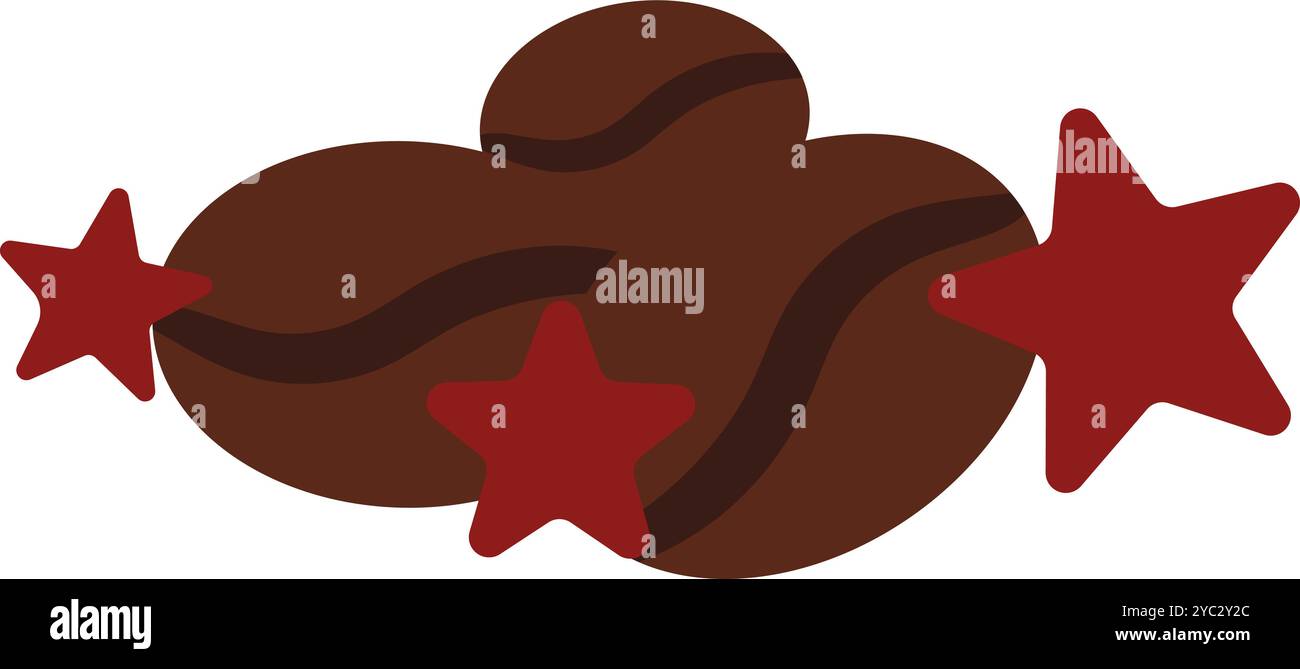 Vector illustration of coffee beans surrounded by stars in solid ...
