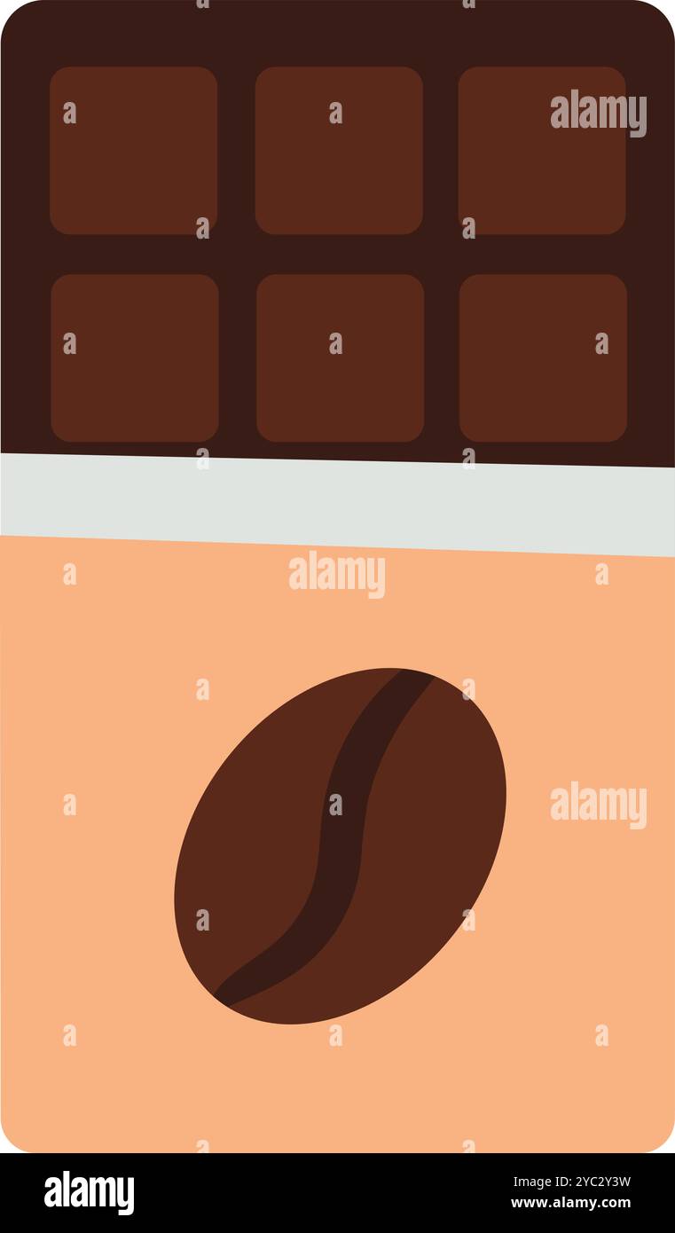Vector illustration of a coffee chocolate bar in solid cartoon style ...