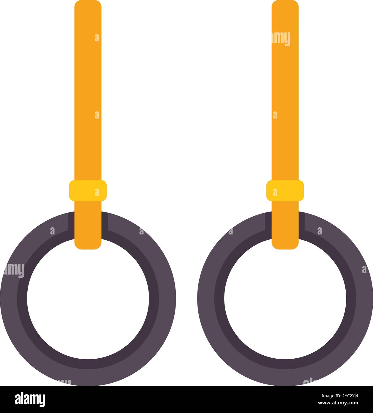 Pair of gymnastic rings hanging on white background, equipment for ...