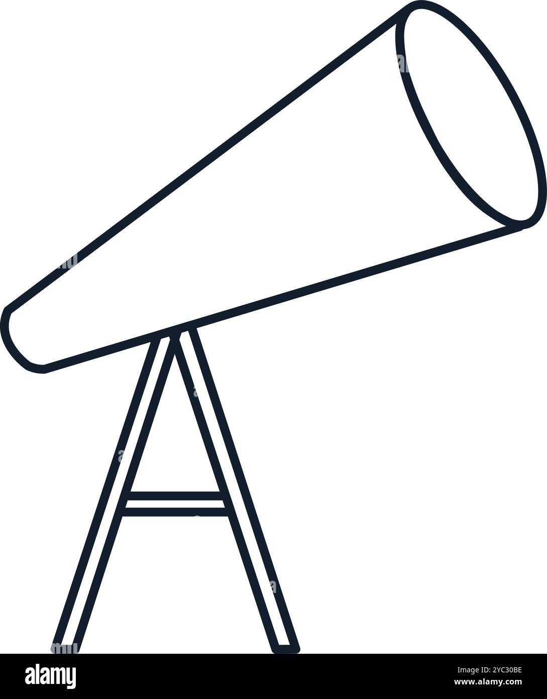 Vector abstract illustration of telescope in linear style. Science ...