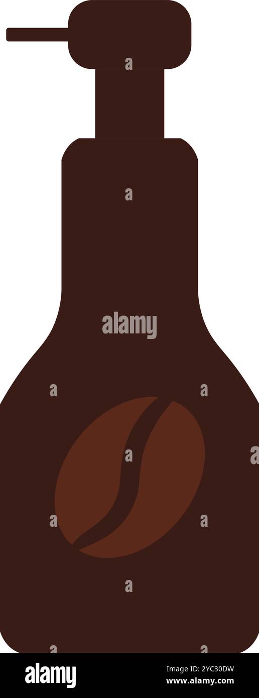 Vector illustration of a coffee syrup bottle in solid cartoon style ...