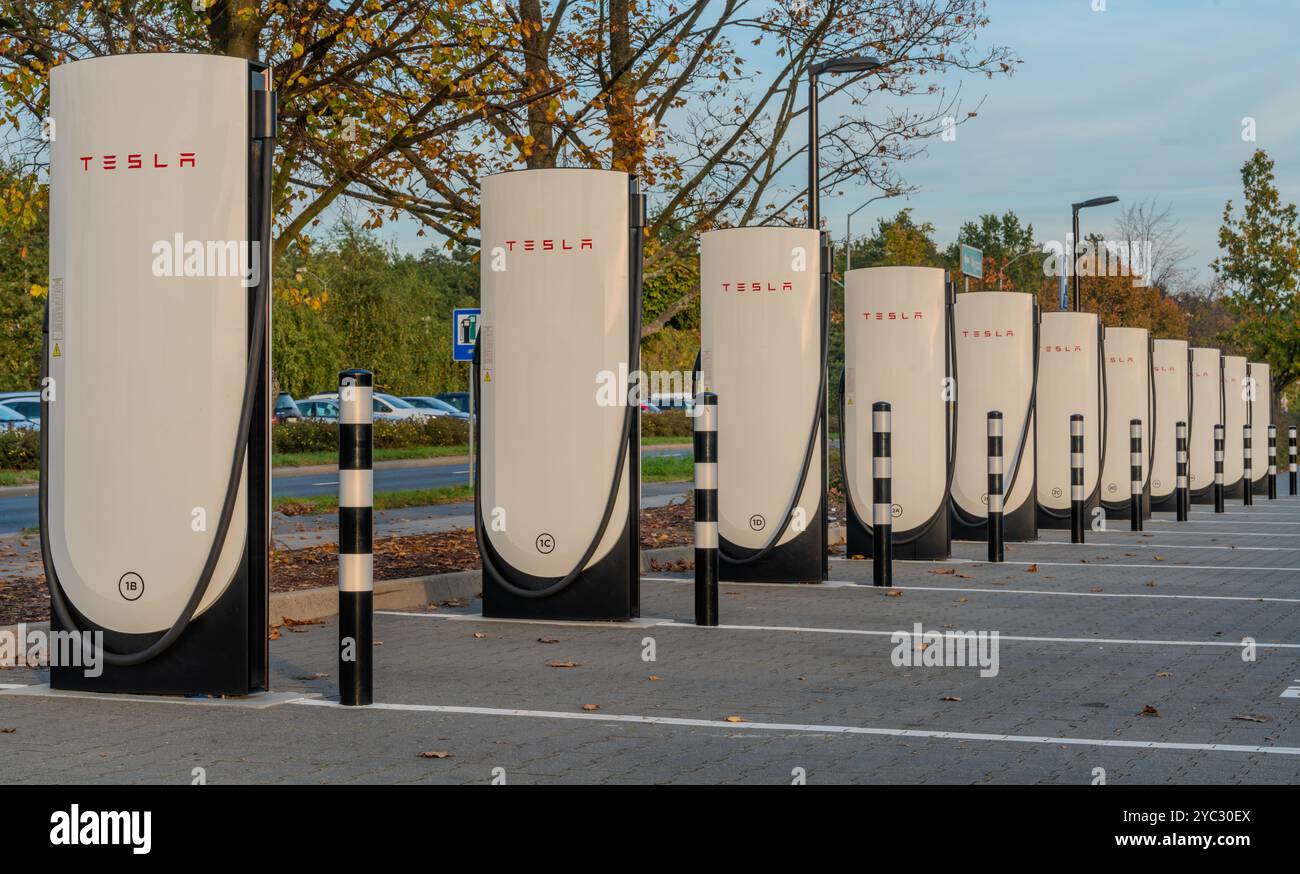 Tesla charging station equipped with the latest generation of ...