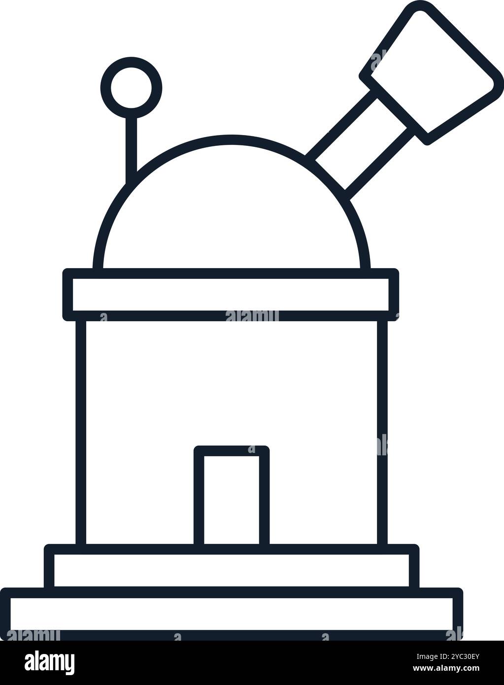Vector illustration of observatory with the telescope in linear style ...