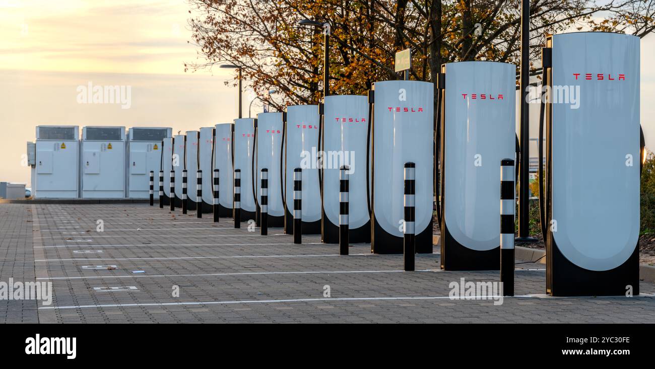 Tesla charging station equipped with the latest generation of ...