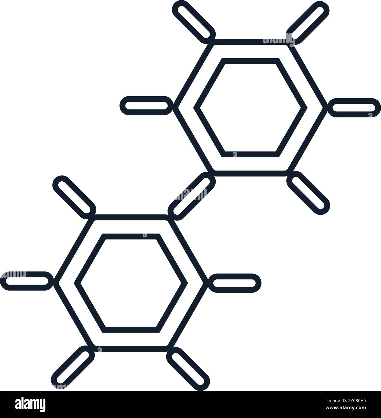 Vector illustration of abstract chemical chain in linear style. Science ...