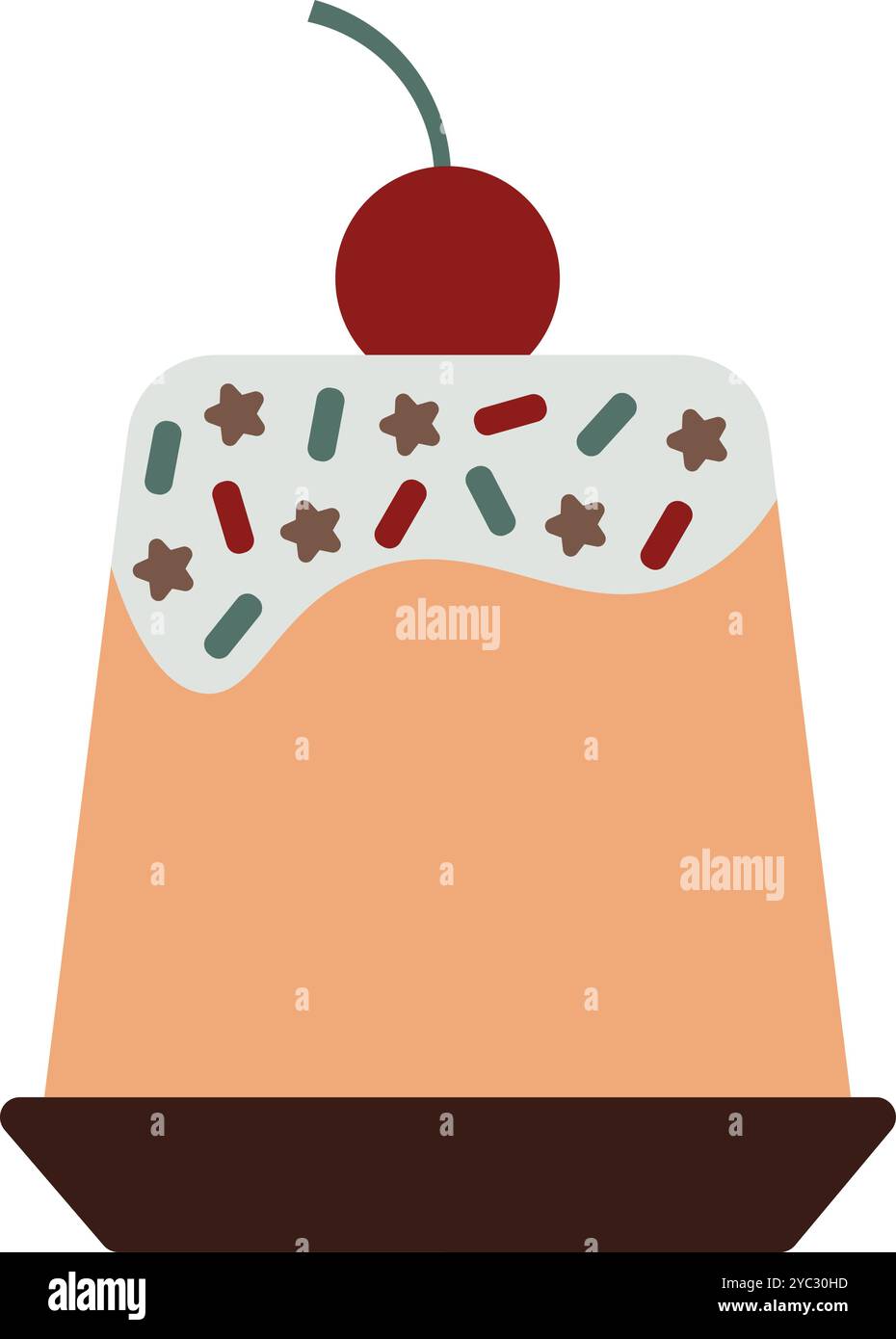 Vector illustration of glazed cake in solid cartoon style. Coffee ...