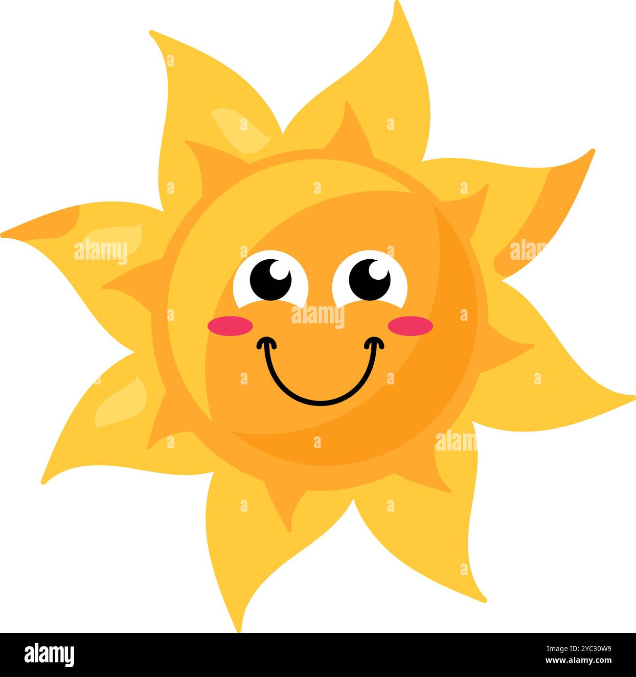 A vibrant vector illustration of stylized sun with a radiant smile in ...