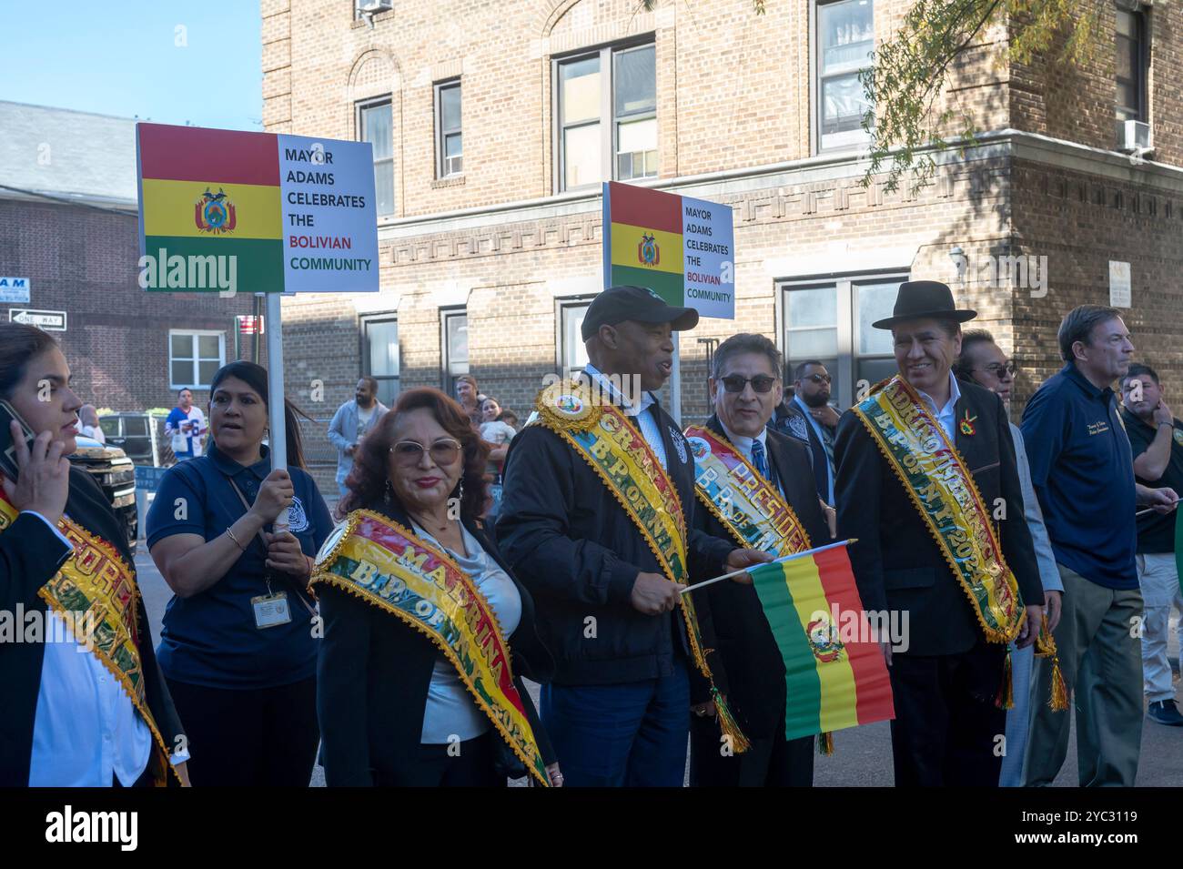 New York City Mayor Eric Adams marches in the Queens Bolivian Parade on ...
