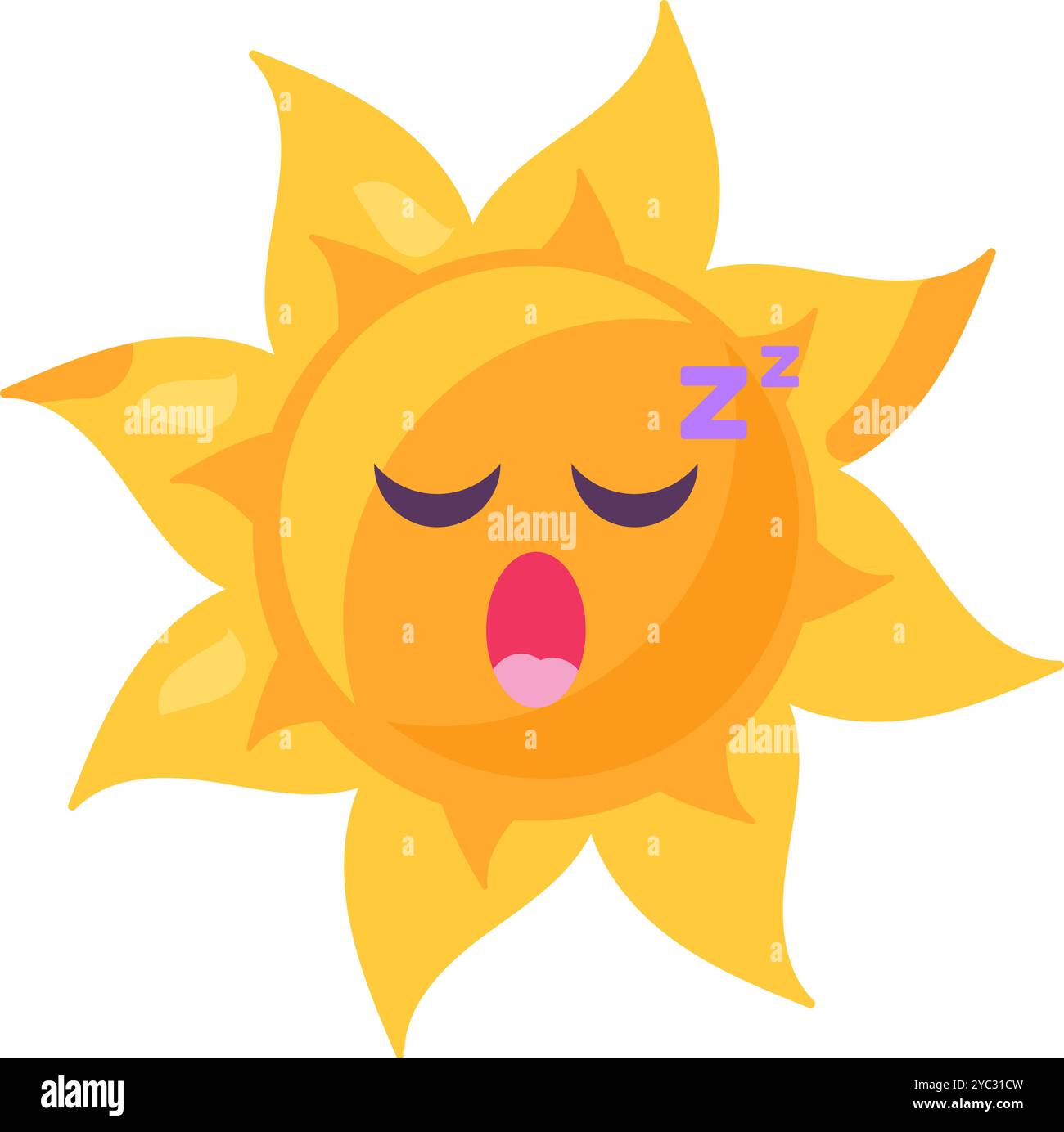 A vibrant vector illustration of stylized slipping sun in bright yellow ...