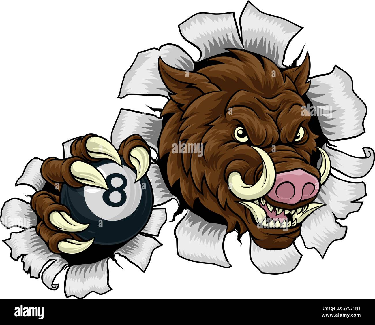 Boar Wild Hog Razorback Warthog Pig Pool Mascot Stock Vector Image ...