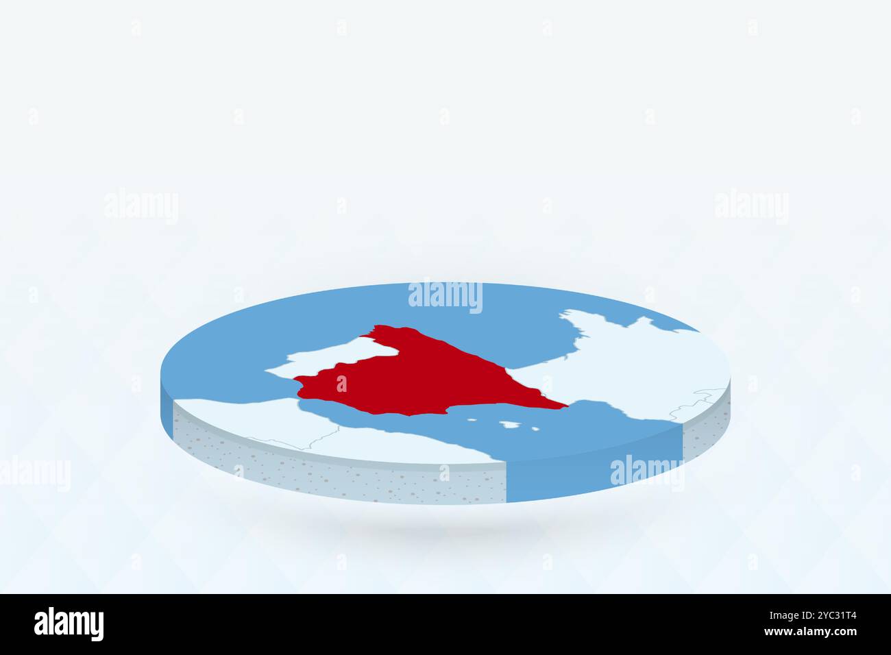 3D Isometric Map Highlighting Spain in Red. Vector illustration Stock ...