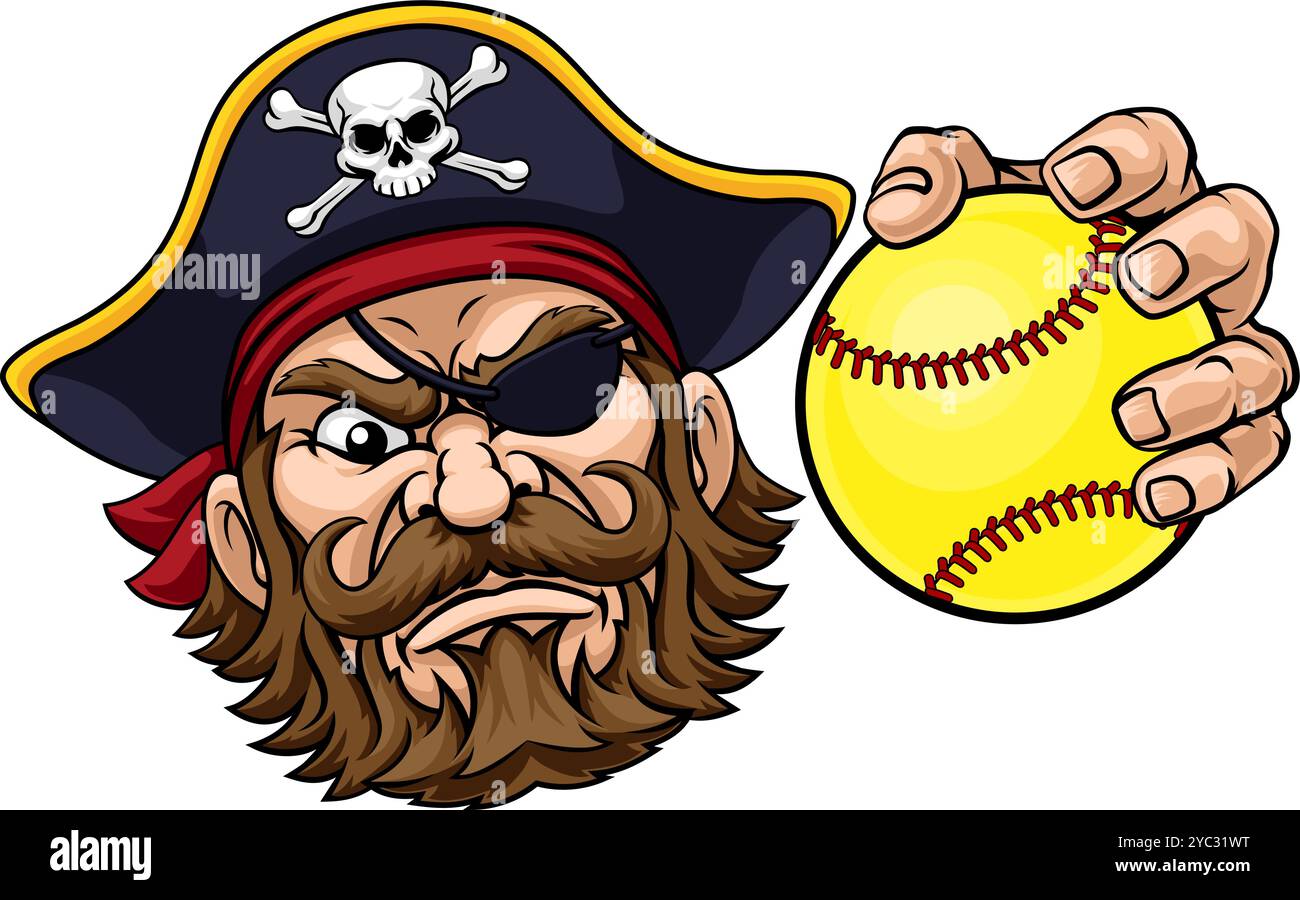 Pirate Softball Sports Team Cartoon Mascot Stock Vector Image & Art - Alamy