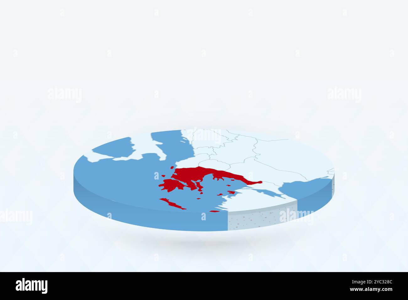 3D Isometric Map Highlighting Greece in Red. Vector illustration Stock ...