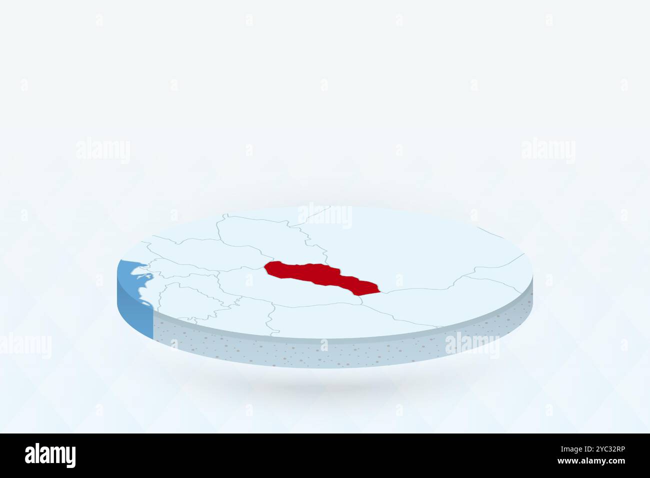 3D Isometric Map Highlighting Slovakia in Red. Vector illustration ...