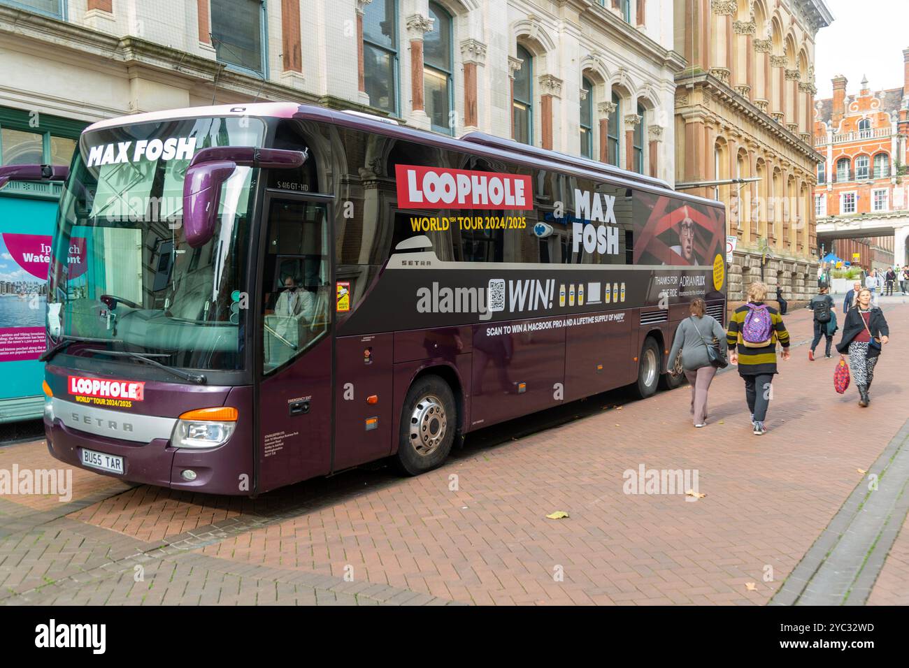 Max Fosh 'Loophole' world tour 2024-2025 parked bus in town centre ...