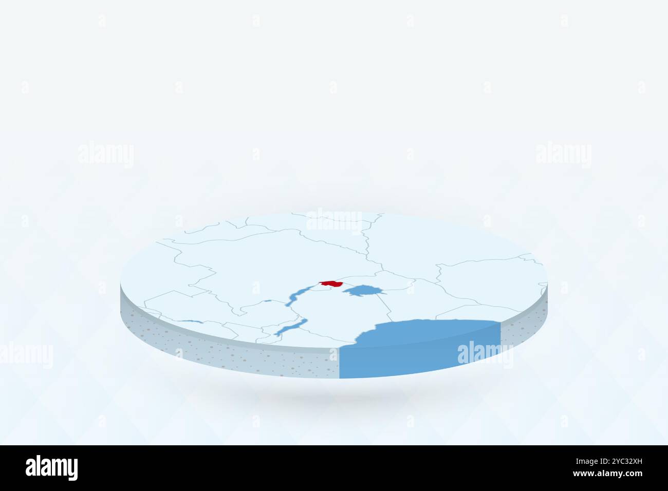 3D Isometric Map Highlighting Rwanda in Red. Vector illustration Stock ...
