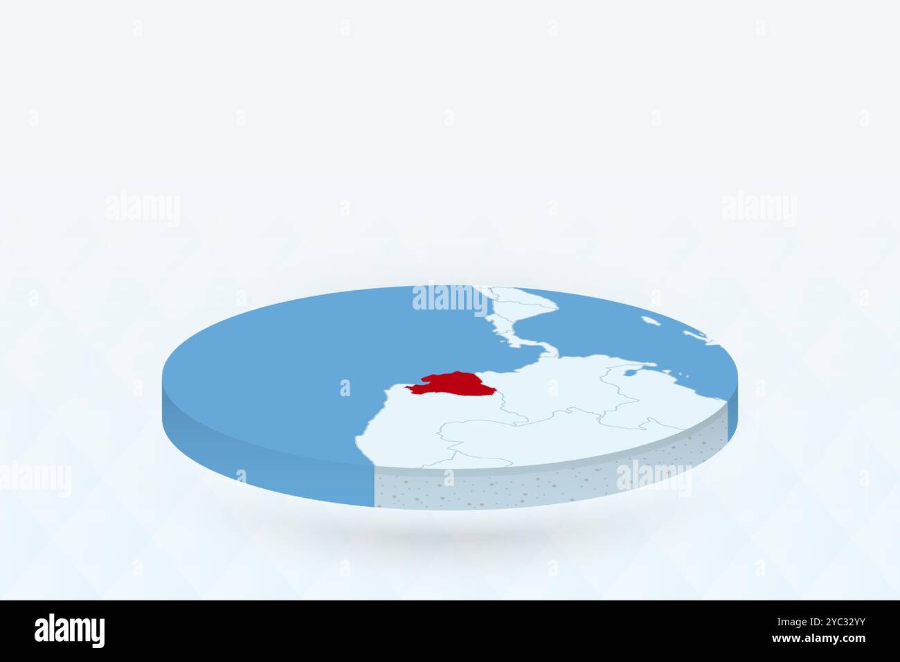 3D Isometric Map Highlighting Ecuador in Red. Vector illustration Stock ...