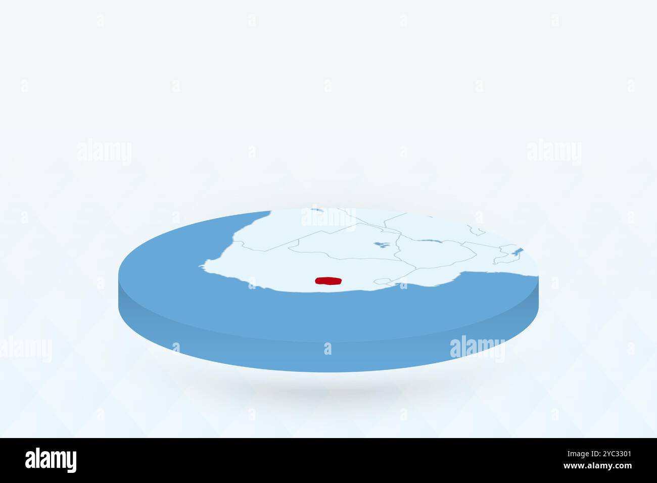 3D Isometric Map Highlighting Lesotho in Red. Vector illustration Stock ...
