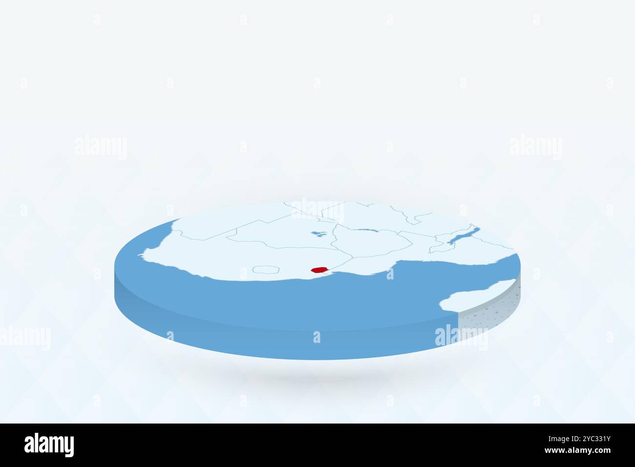 3D Isometric Map Highlighting Swaziland in Red. Vector illustration ...