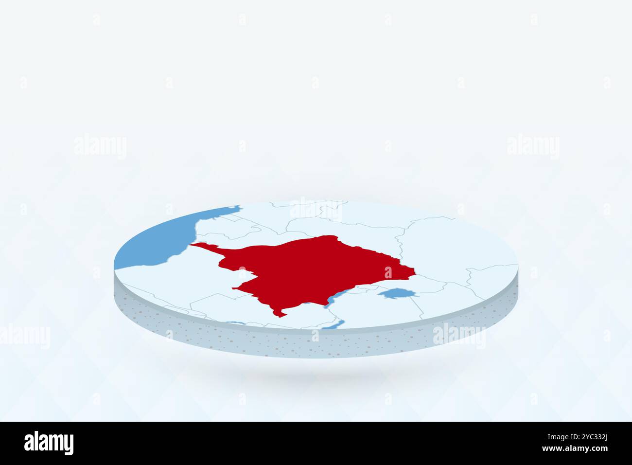 3D Isometric Map Highlighting DR Congo in Red. Vector illustration ...